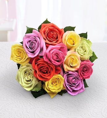 One Dozen Assorted Roses – Bouquet Only | Rhyboo